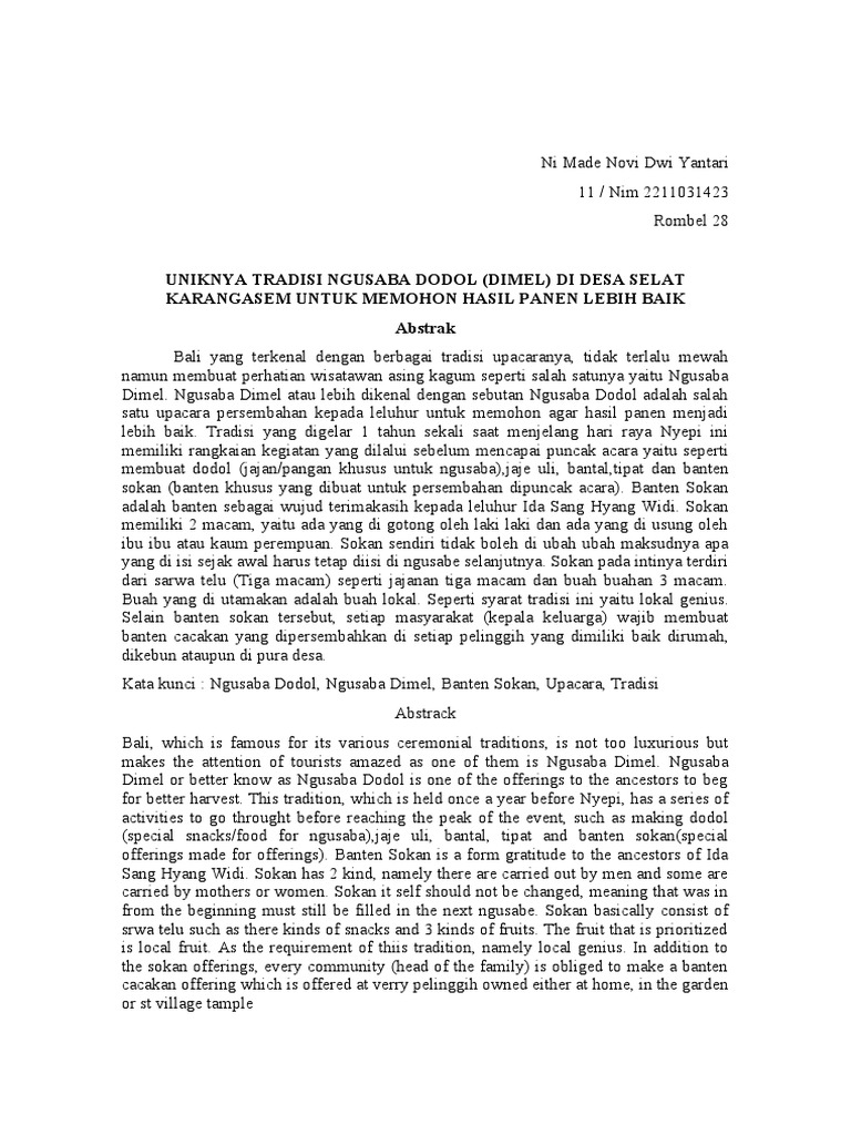 Uniknya Tradisi Ngusaba Dodol | PDF | Ilmu Sosial