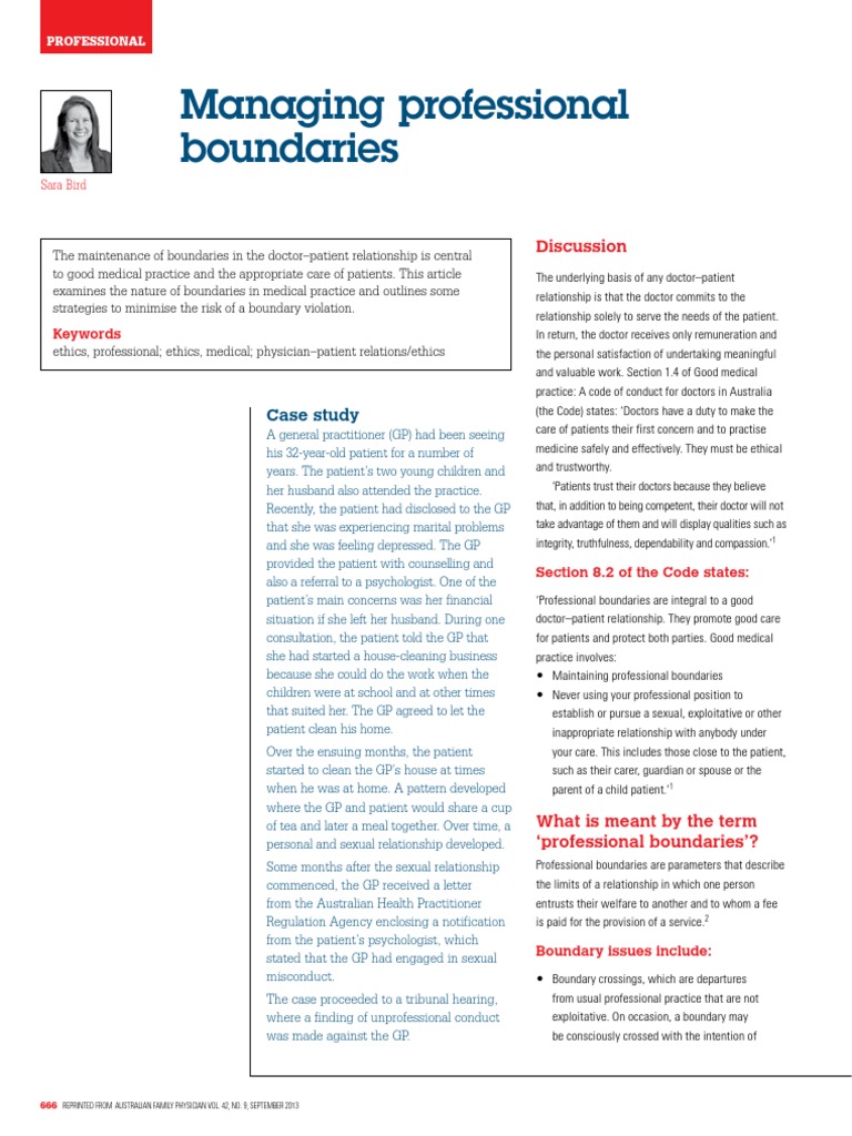 Bird - Managing Professional Boundaries | PDF