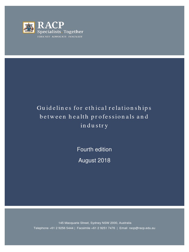 RACP - Guidelines For Ethical Relationships Between Health ...