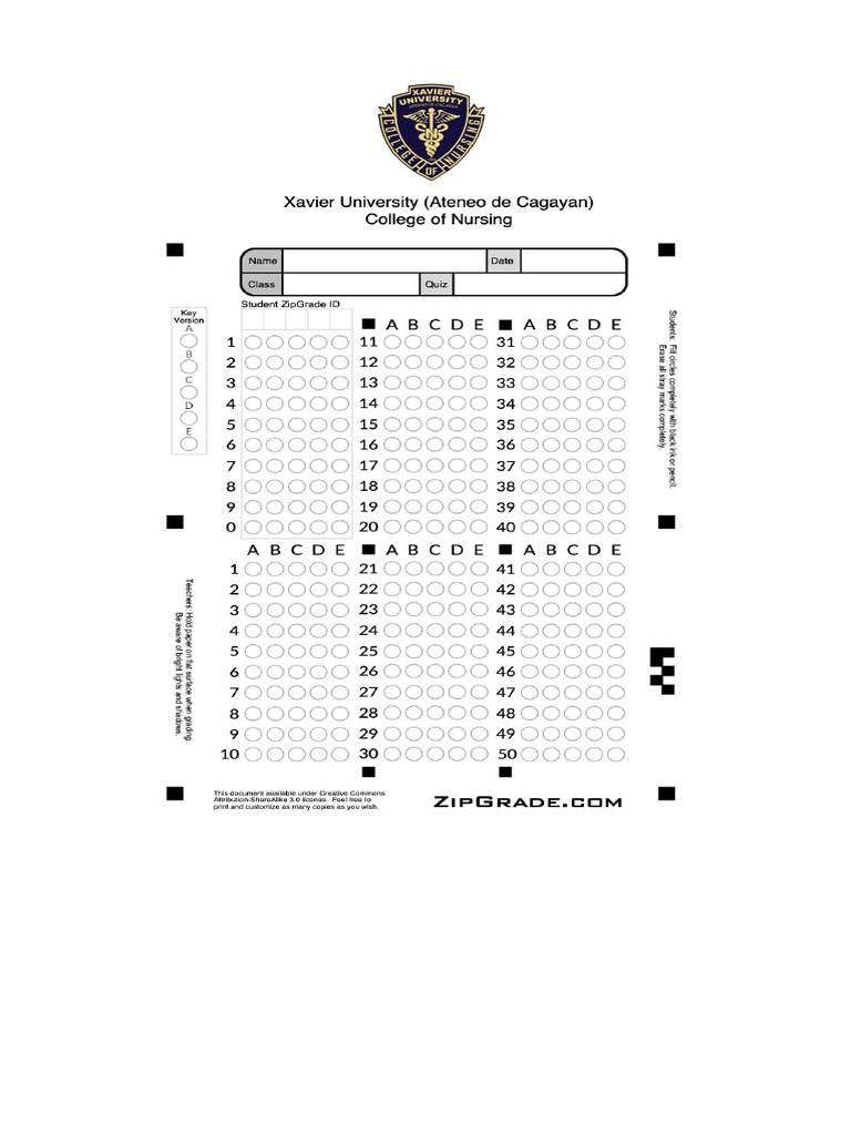 Answer Sheet 50 Items PDF | PDF