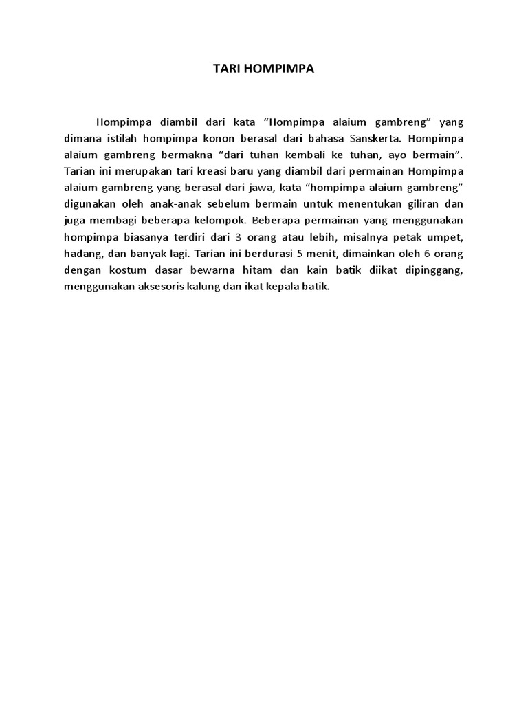 Tari Hompimpa | PDF