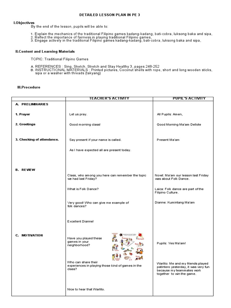 Detailed Lesson Plan in Pe 3 | PDF