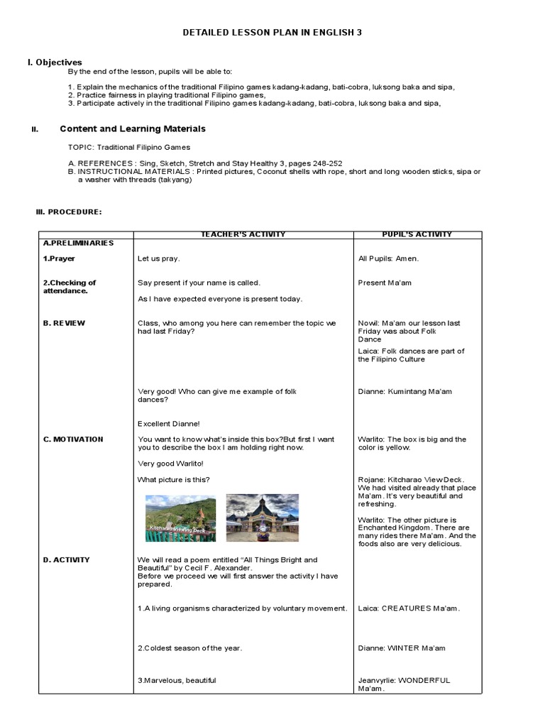 Detailed Lesson Plan | PDF