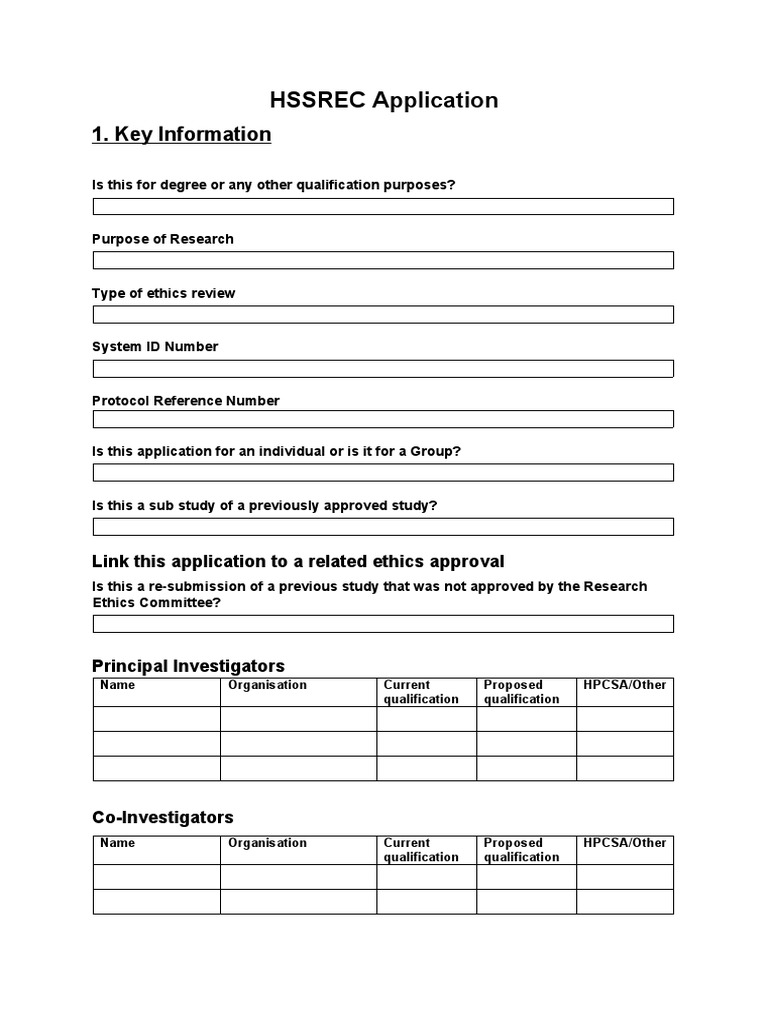 HSSREC Application Template | Download Free PDF | Conflict Of Interest ...