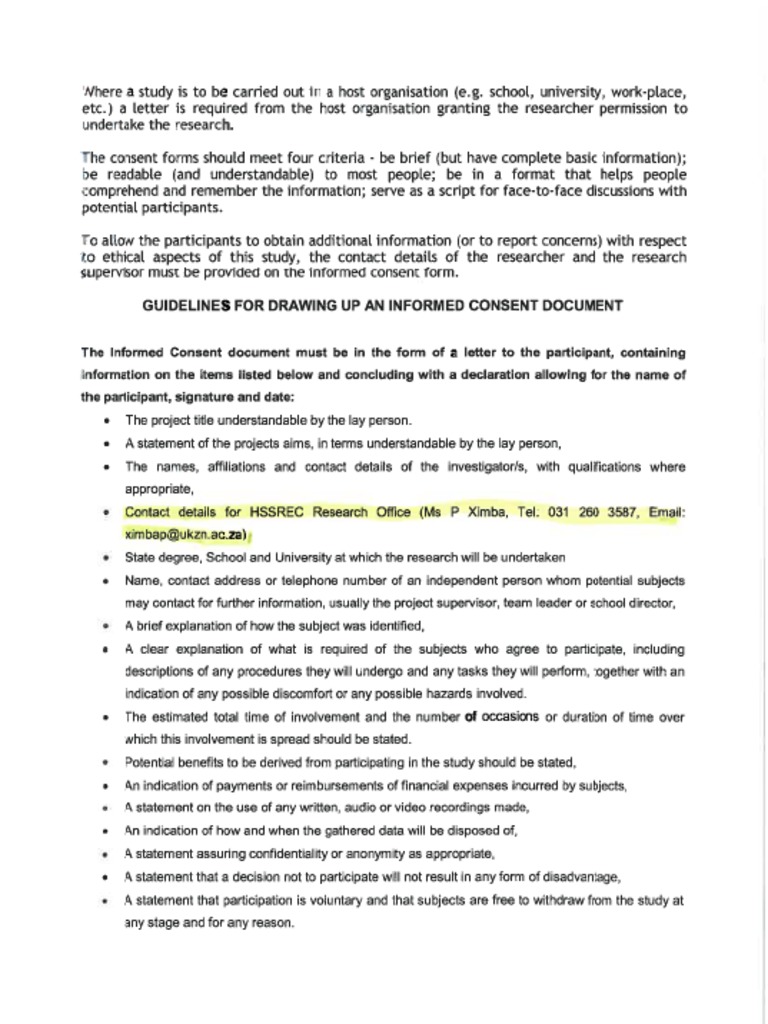 Guidelines For Drawing Up Consent Form or Letter | PDF