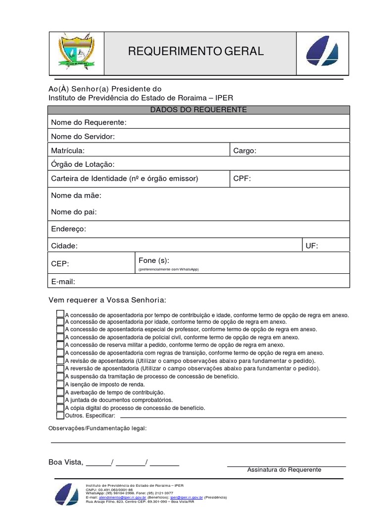 Requerimento de Aposentadoria IPER | PDF | Direito