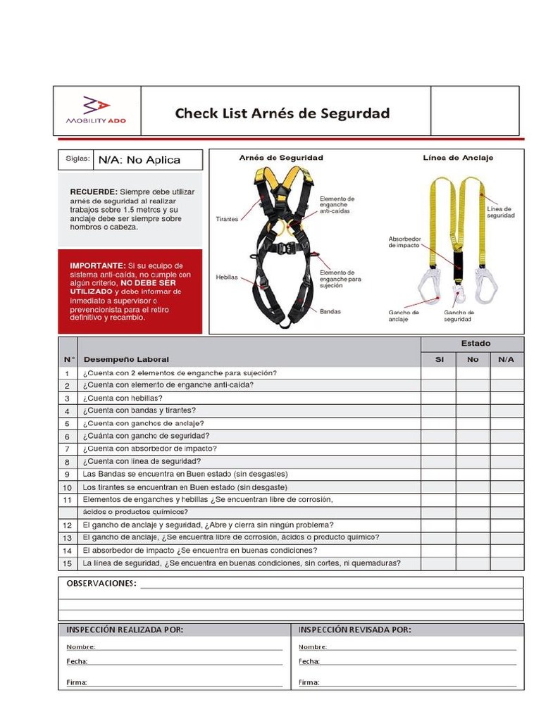 Check List Arnes Seguridad | PDF