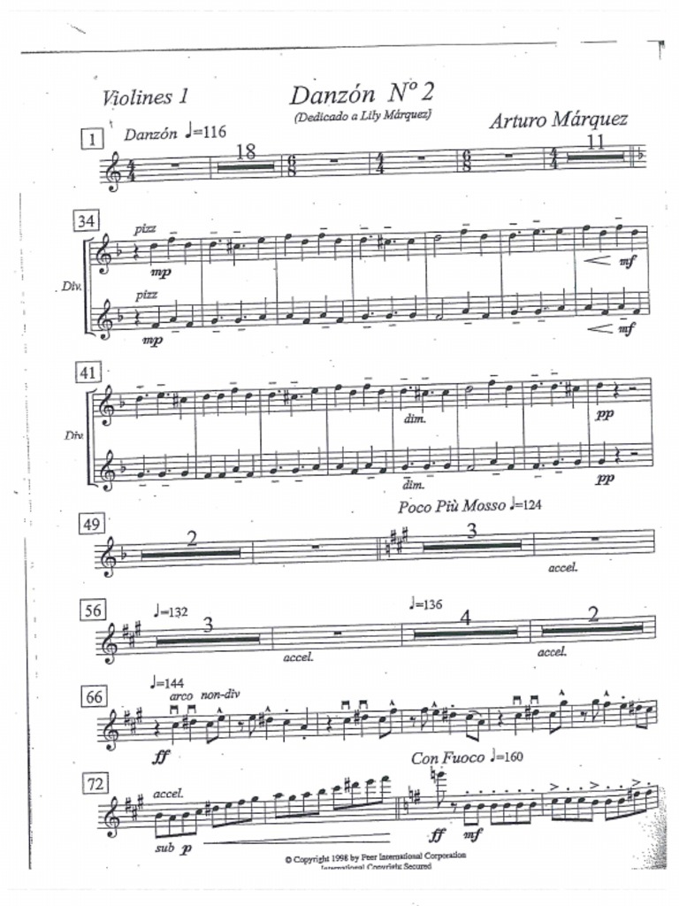 Marquez Danzon No 2 Violin I | PDF