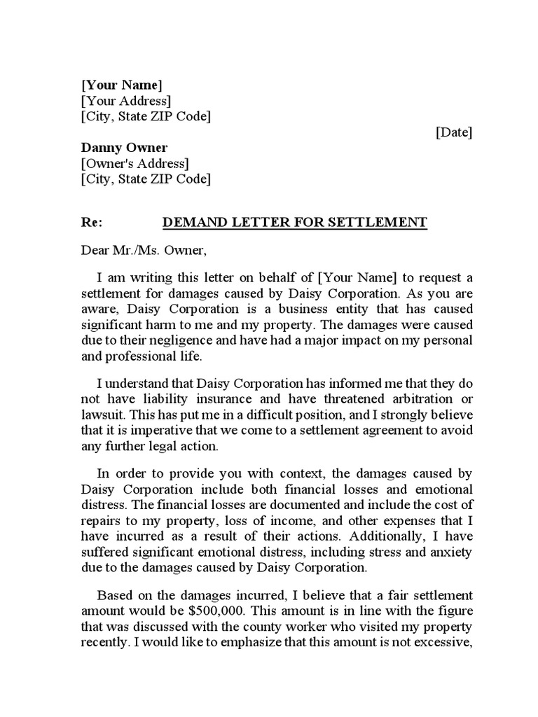 Demand letter for settlement | PDF | Damages | Corporations