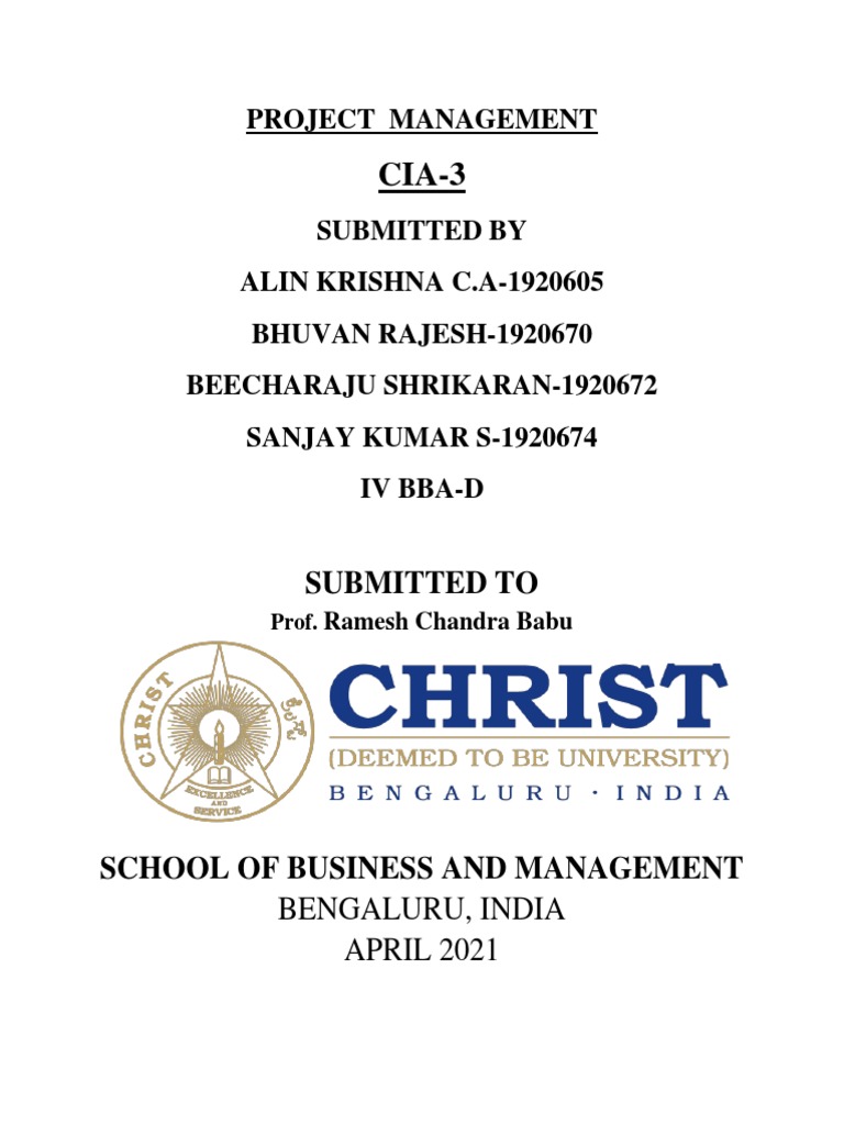 Project Management CIA 3 | PDF | Waste | Sewage Treatment