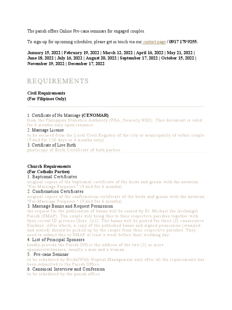 Church Requirements | PDF