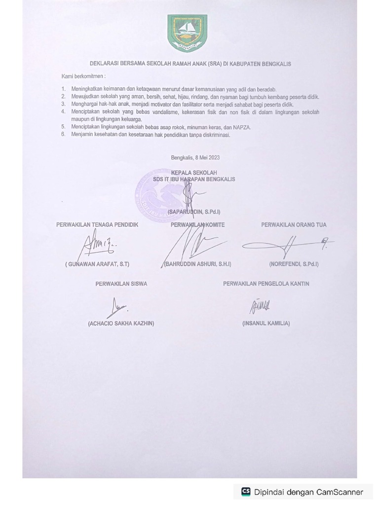 Deklarasi Bersama Sekolah Ramah Anak (Sra) PDF | PDF