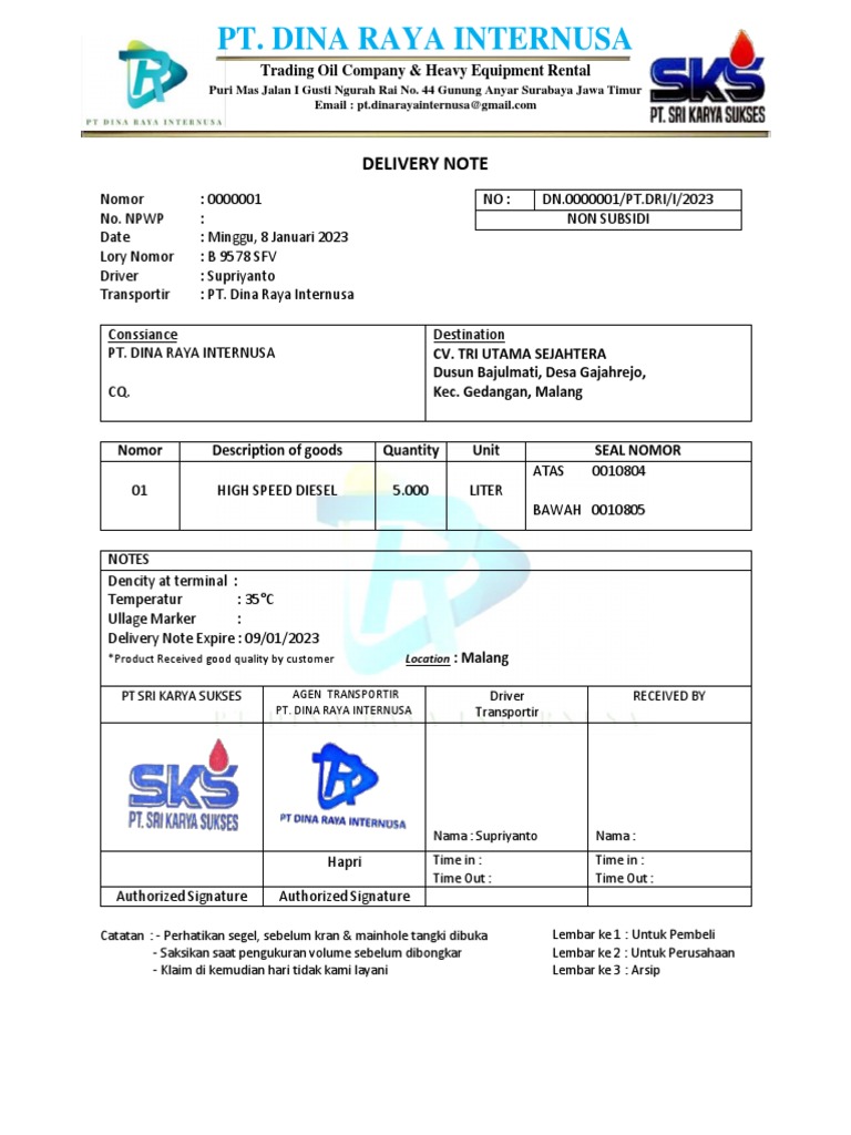 SJ 001 Cv. Tri Utama Sejahtera PDF | PDF