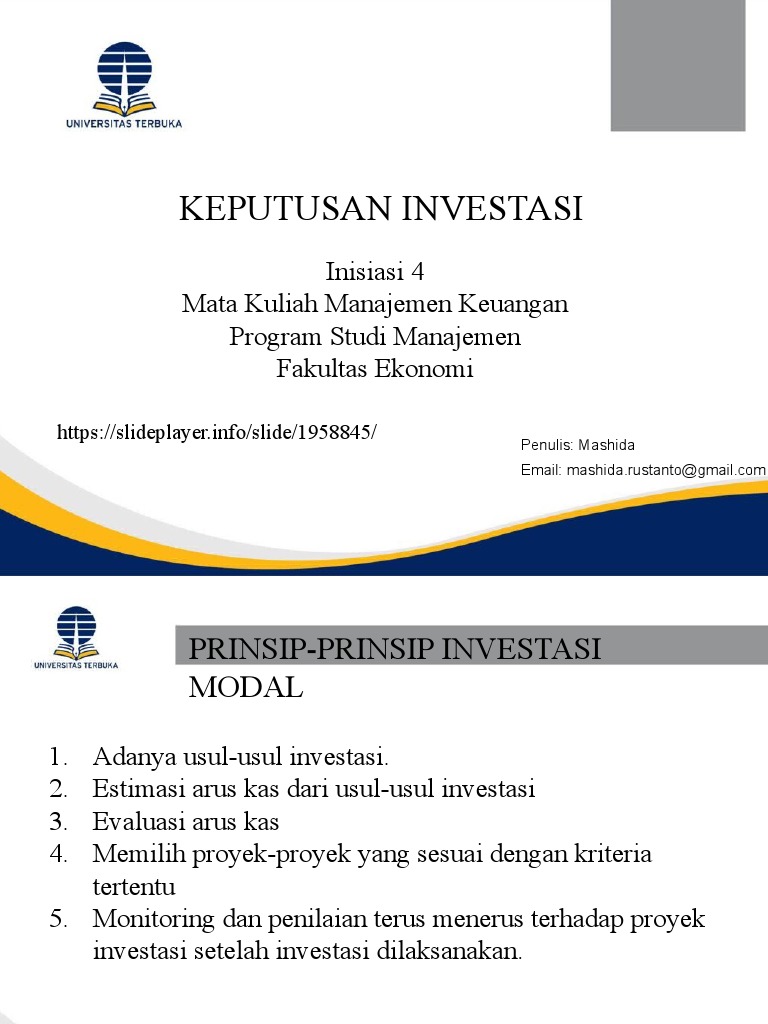 Prinsip dan Metode Keputusan Investasi | PDF | Bisnis | Pengelolaan ...
