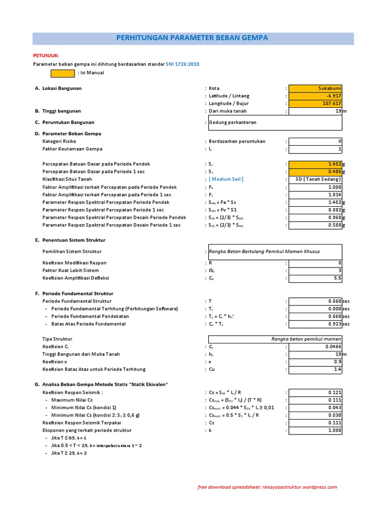 Analisa Beban Gempa Statik Ekivalen | PDF