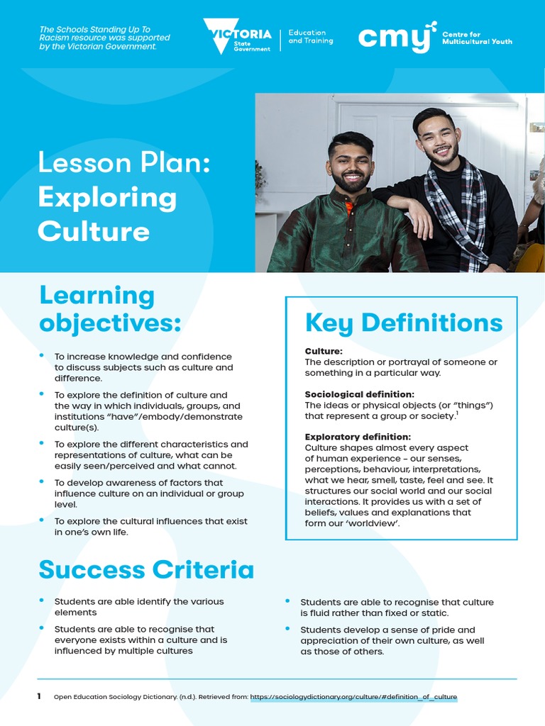 Culture Exploration Lesson Plan | PDF | Perception | Gender