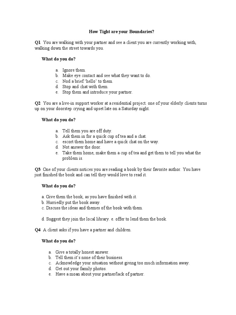 QUIZ How Tight Are Your Boundaries | PDF | Self-Improvement