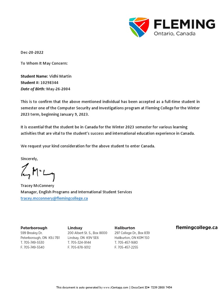 Letter of Acceptance | PDF