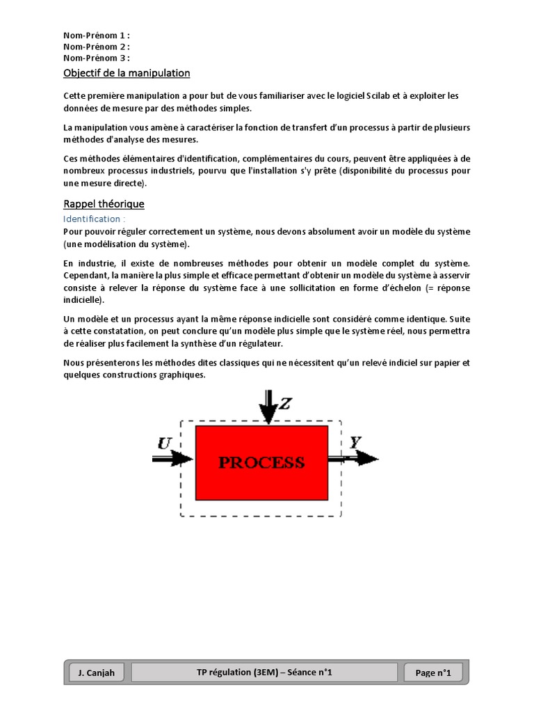 TP Régulation : Identification Systèmes | PDF | Automatisation ...