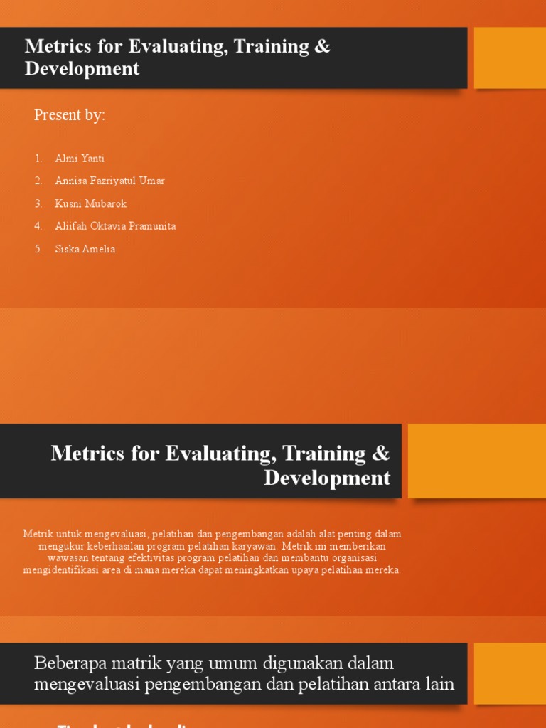 Metrics For Evaluating, Training & Development | PDF