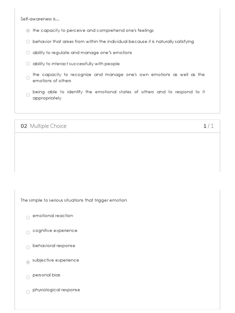 Comprehension Activity 2.4 The Human Emotion - Schoology | PDF ...