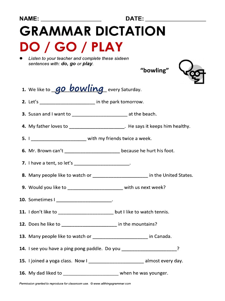 Do, go and Play - Exercise | PDF