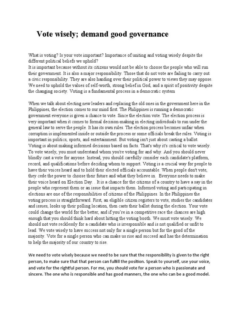 Voting Wisely Essay | PDF