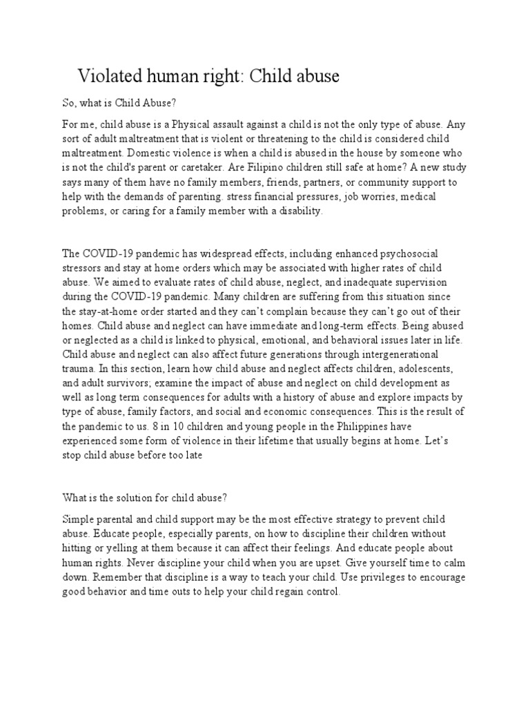 Child Abuse Essay | PDF
