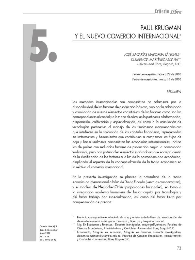 Krugman y la Nueva Teoría del Comercio | PDF | Paul Krugman | Comercio
