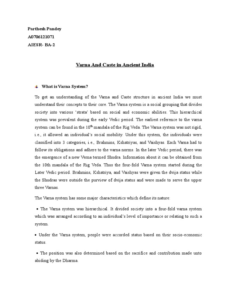 Varna and Caste System in Ancient India | PDF | Caste | Indian Religions