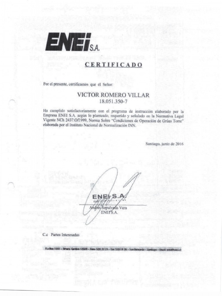 Certificado de Curso Enei. | PDF