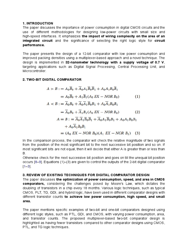 12 Bit Comparator 32nm Pdf Cmos Logic Gate