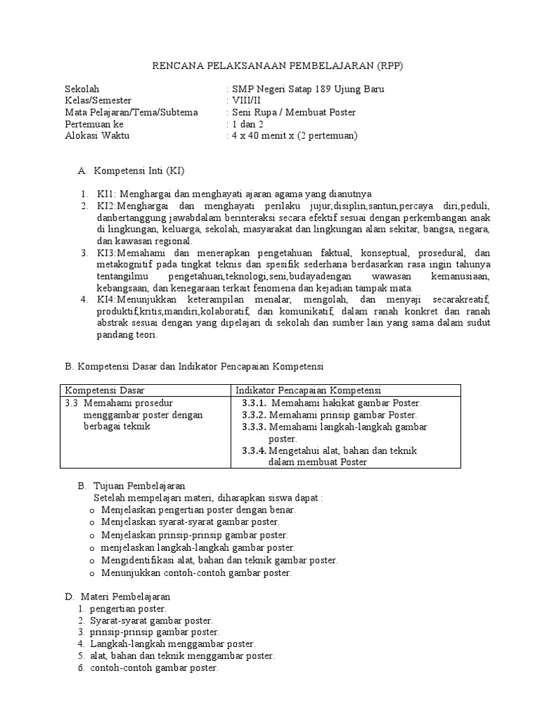RPP Poster 1 | PDF | Karier & Perkembangan