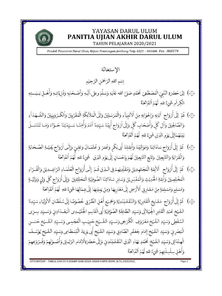 Buku Istighosah Dan Tahlil | PDF