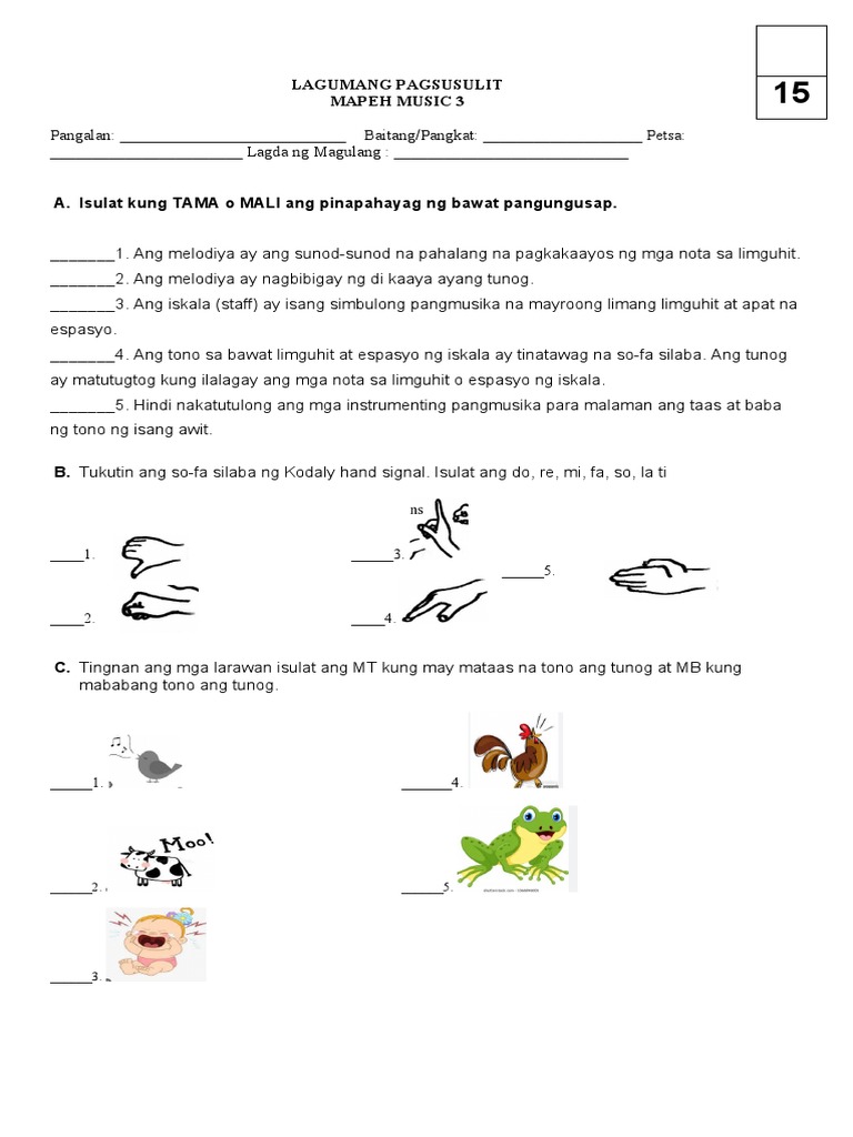 Summative Test #1 Music 2nd Quarter | PDF