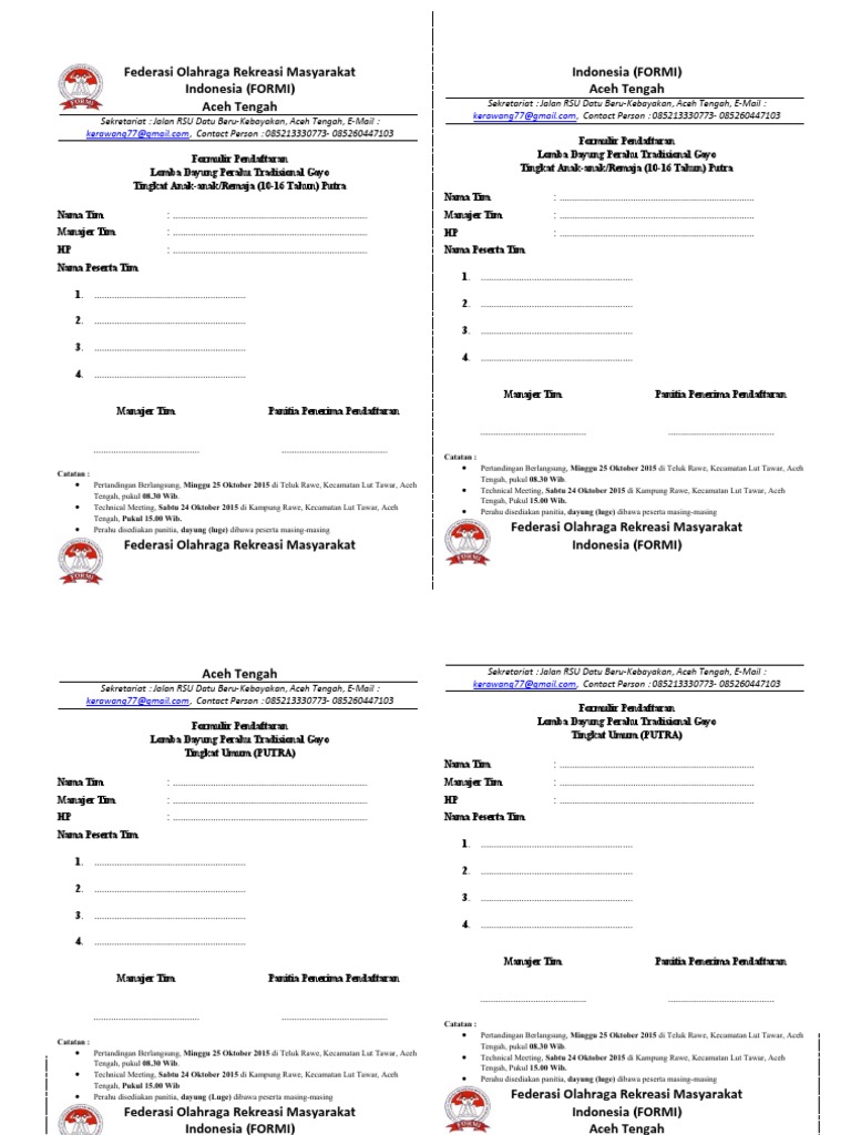 Contoh Formulir-Pendaftaran | PDF