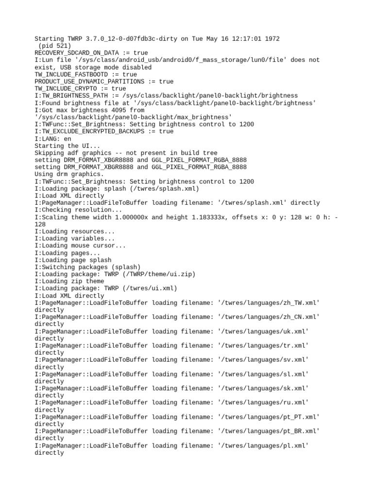 Recovery - For - TWRP Miatoll Android11 v3.7 10102022.log | PDF ...