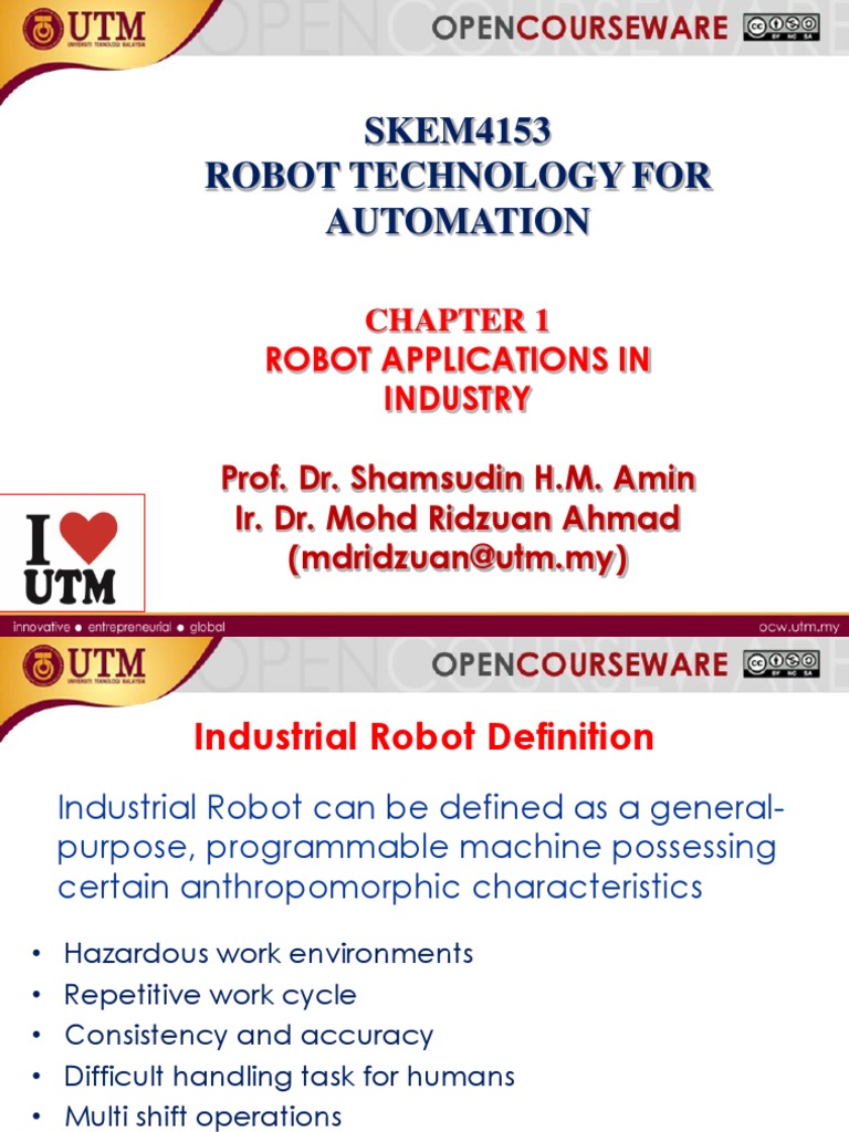 01-Chapter 1 Robot Applications in Industry Final | PDF | Robot | Robotics
