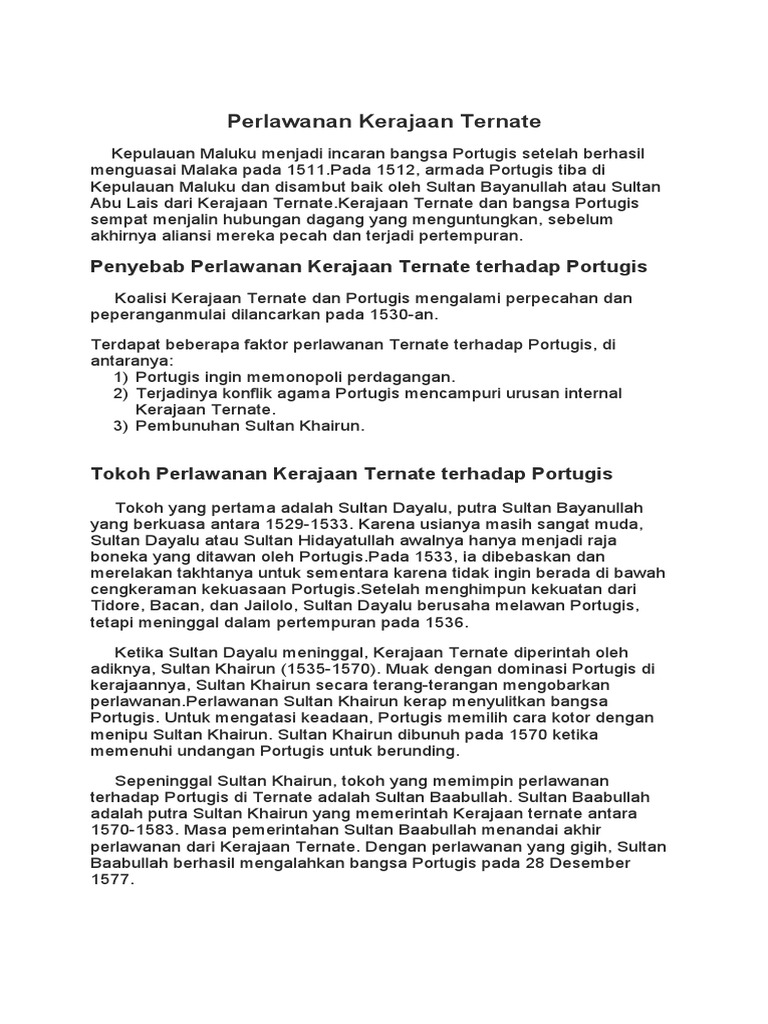 Perlawanan Kerajaan Ternate | PDF | Sejarah