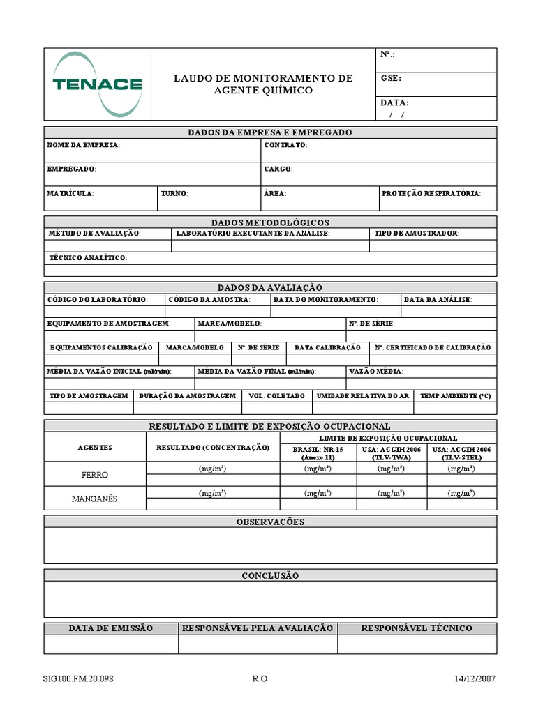 Laudo de Agente Quimico | PDF