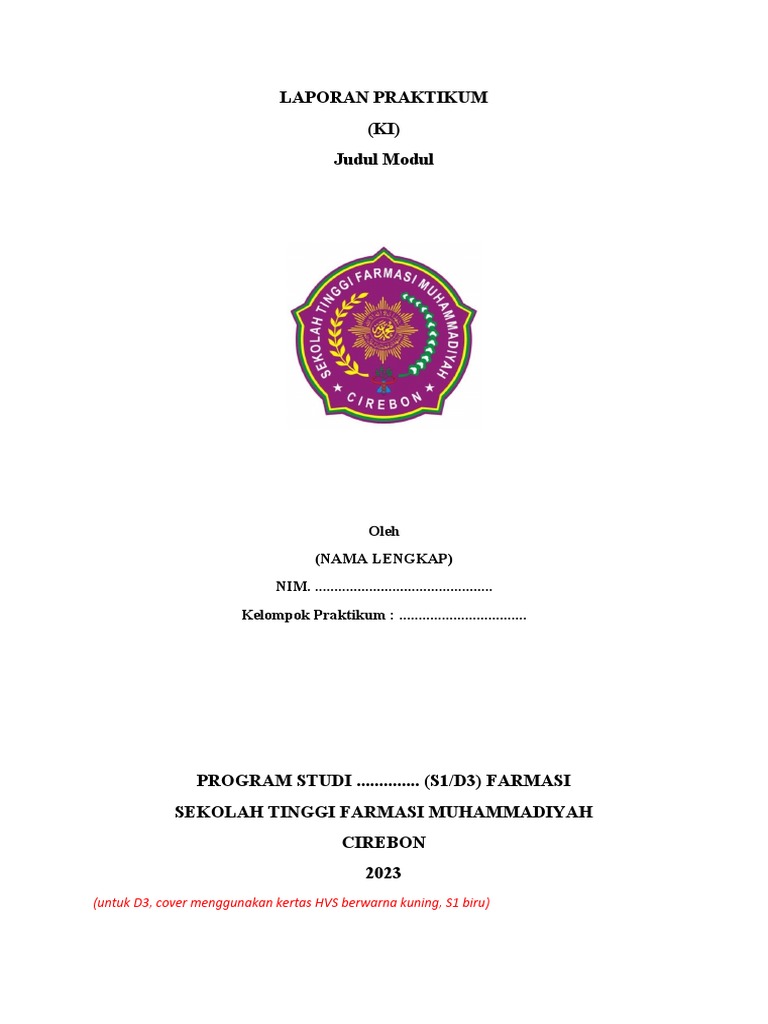 Template Cover Laporan Praktikum | PDF