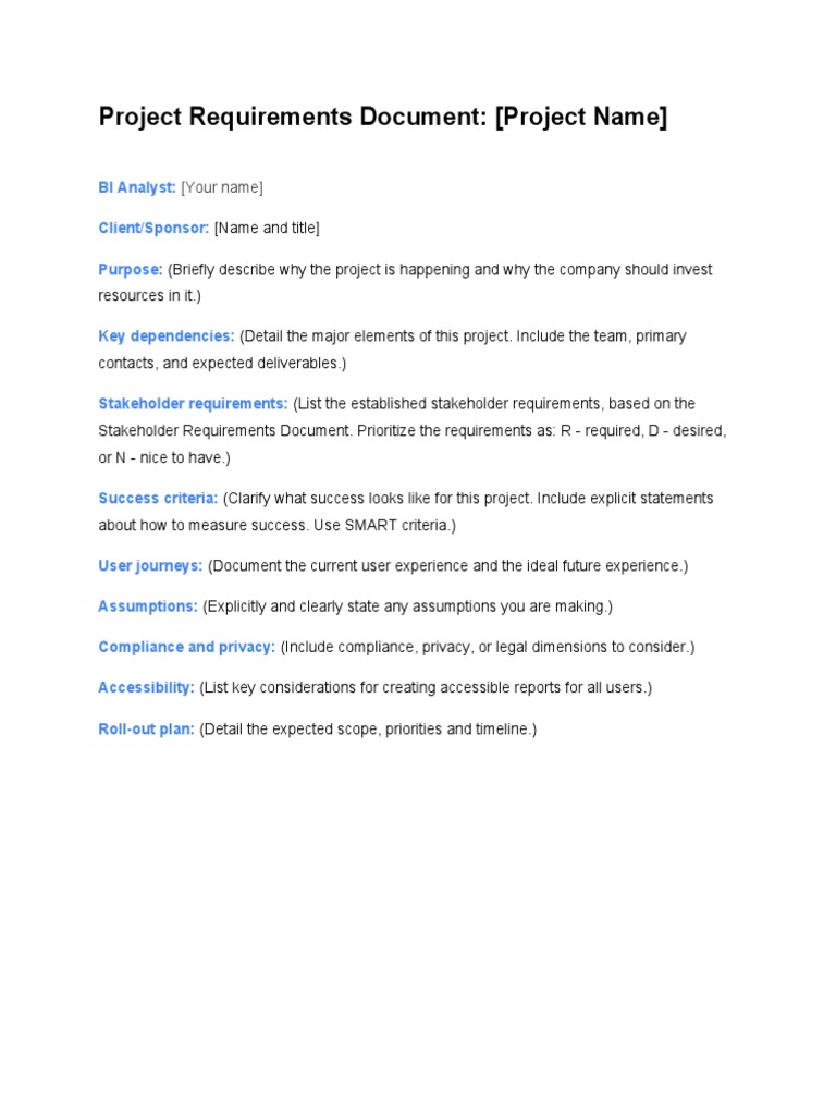 Project Requirements Document | PDF