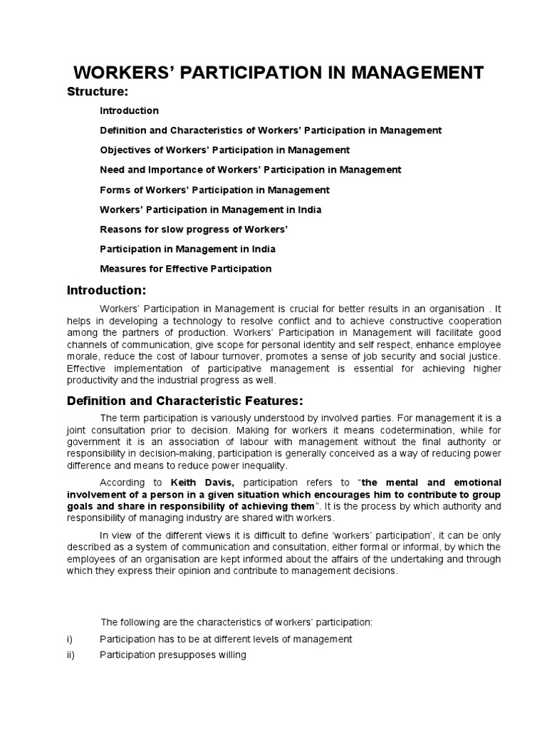 Unit 5 Worker's Participation Mi Management | PDF | Employment ...