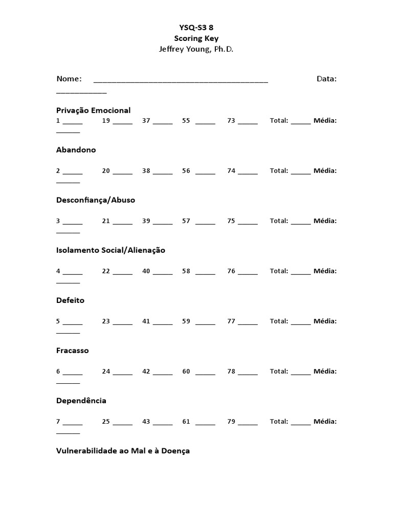 YSQ-S3 Coreção 2º | PDF