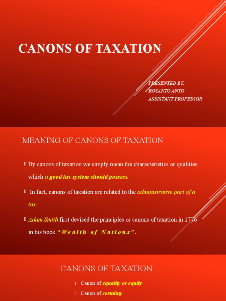 Canons of Taxation | PDF | Taxes | Economics