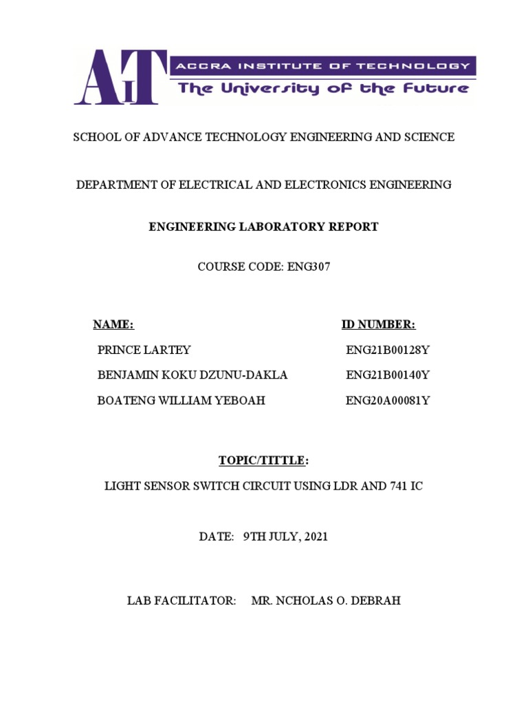 Light Sensor Switch Circuit Using LDR and 741 Ic | PDF