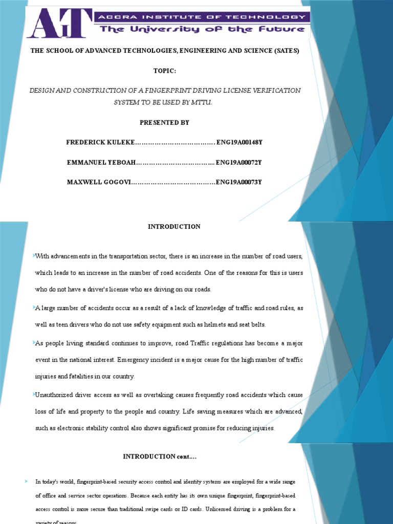 Fingerprint Driving License Verification System To Be Used by Mttu ...