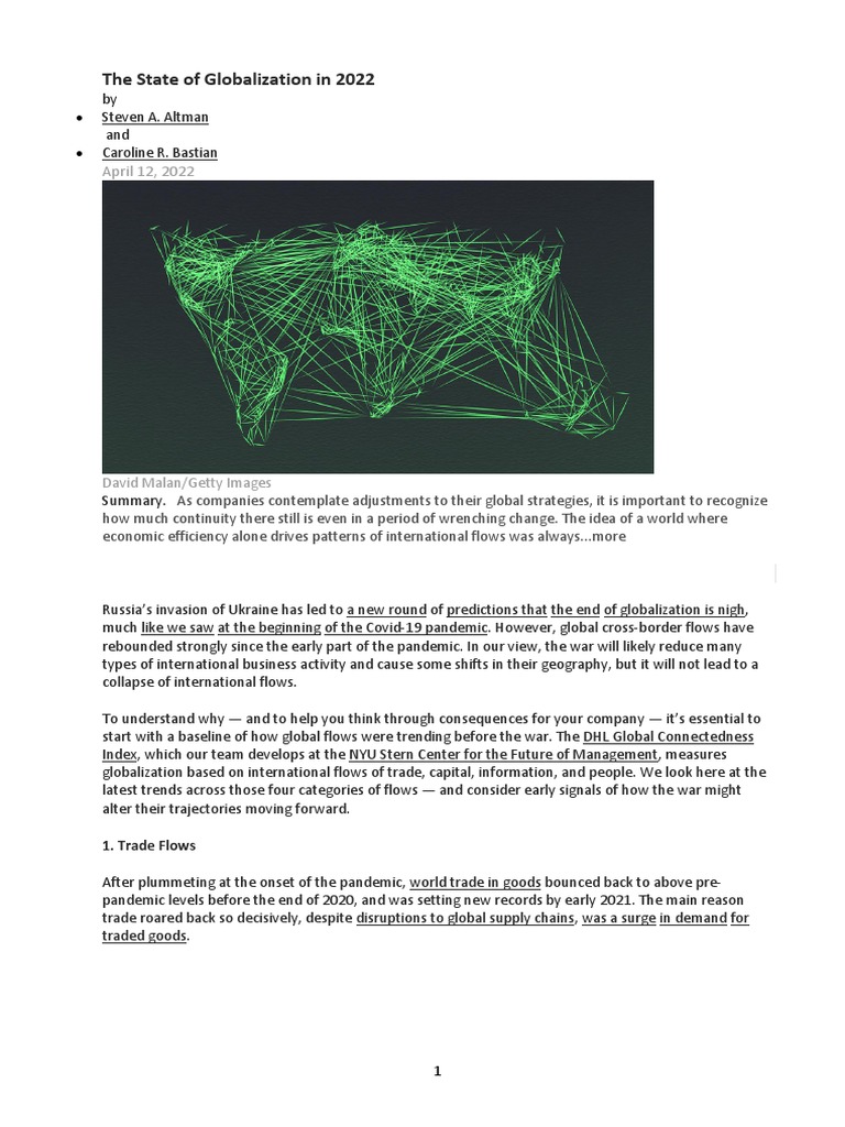 The State of Globalization in 2022 | PDF | Politics