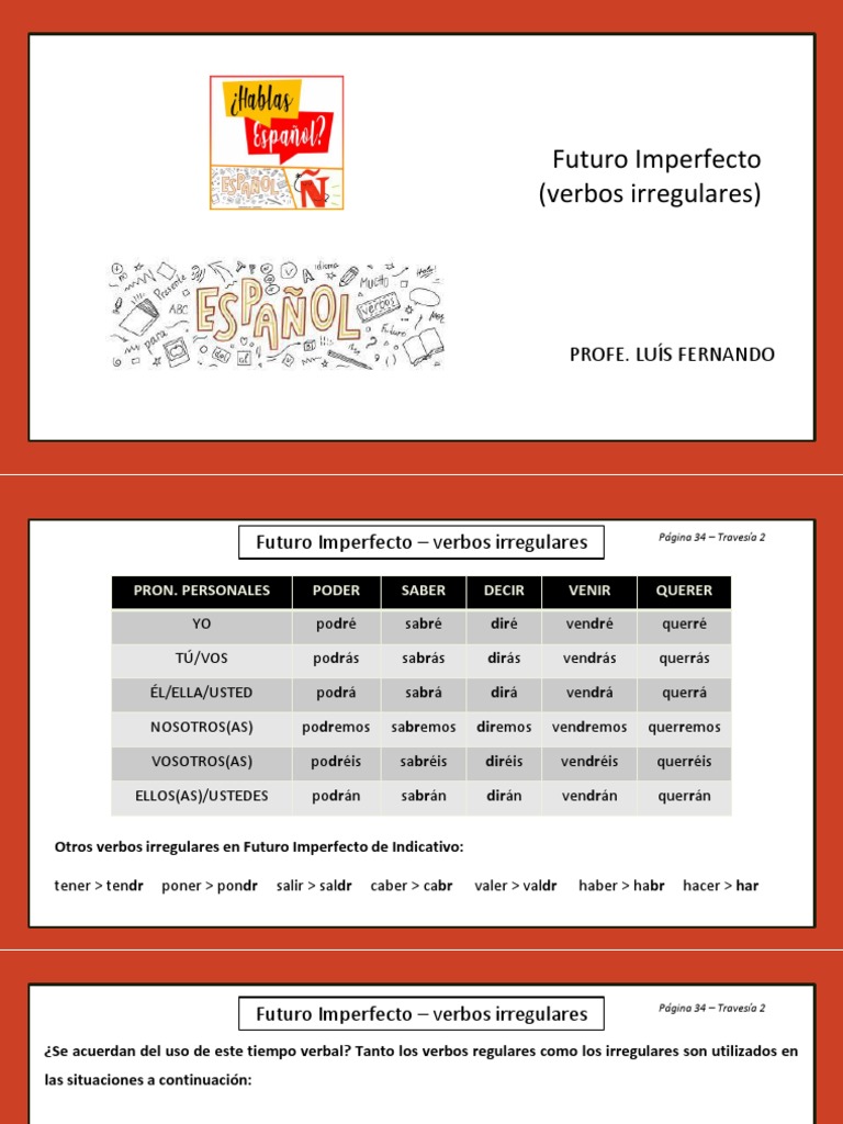 Futuro Imperfecto: Verbos Irregulares | PDF | Artes del Lenguaje y ...