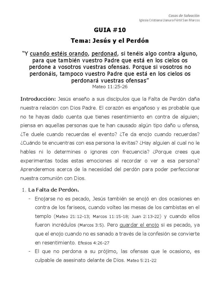 GUIA #10 - Jesus y El Perdon | PDF
